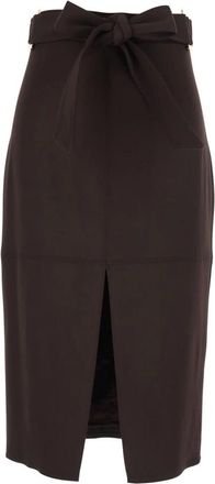 Elisabetta Franchi Femme, Jupes, Brun, Taille: 40 FR Jupe Gabardine avec Ceinture &agrave;