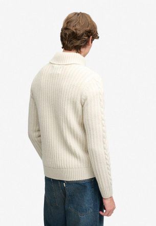Superdry Rollkragenpullover JACOB CABLE ROLL NECK JUMPER Materialmix, relaxed fit