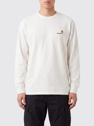 Carhartt Work in Progress Lang&auml;rmeliges Baumwoll-T-Shirt mit &uuml;berschnittenen Schultern und Logo