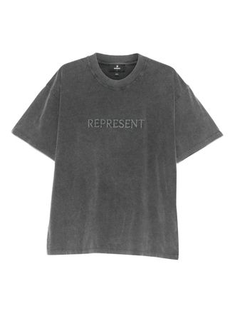 Represent t-shirt en coton à broderies - Gris