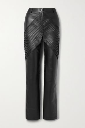 Peter Do Pantalon Droit En Cuir - Noir