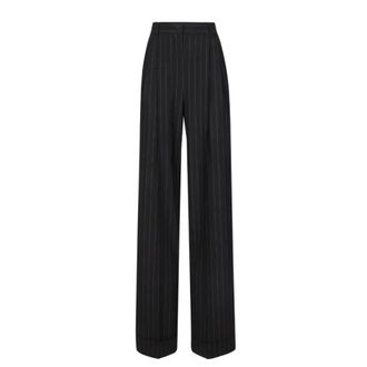 Dolce & Gabbana Schwarze Wollmischung Nadelstreifen Hose - - Trousers - Damen - Schwarzk - S