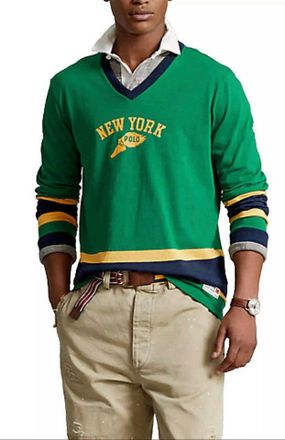 Polo Ralph Lauren Sweatshirt New York Champs Eishockey Trikot QR-Code zur sofortigen Echtheitspr&uuml;fung &uuml;ber das Ralph Lauren-System