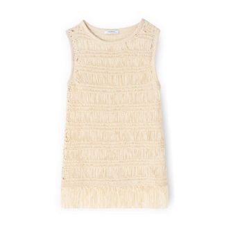 Motivi Macram&eacute;-Stricktop mit Fransen - - Tops - Damen - Beige - M