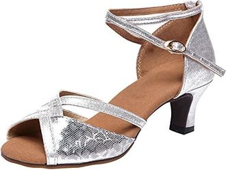 Generic Chaussures De Danse Latine pour Femmes Moderne Talon Haut Chaussures De Jazz Les Bals Ballroom Performance Bout Ouvert Latine Sandales Dames Danse Tan