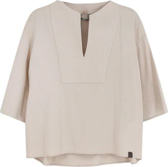 Max Mara Femme, Blouses et Chemises, Beige, Taille: 38 FR Tunique &agrave; col rond