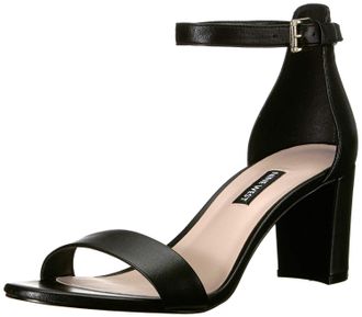 Nine West Damen Pruce Sandale mit Absatz, Schwarz Leder, 40 EU