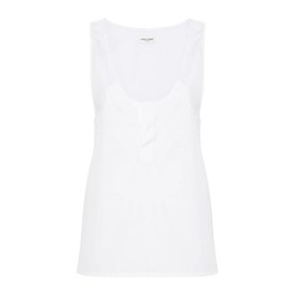 Saint Laurent &Auml;rmelloses Top mit U-Ausschnitt - - Tops - Damen - Wei&szlig; - M