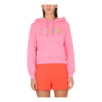 Moschino Femme, Sweatshirts et sweats &agrave; capuche, Rose, Taille: 38 FR Logo Crochet SweaT-shirt