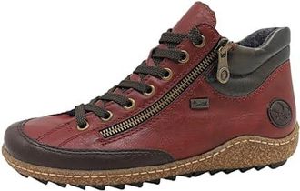 Rieker Bottines rouges à talon plat avec des lacets et un zip latéral - Taille numeric_42