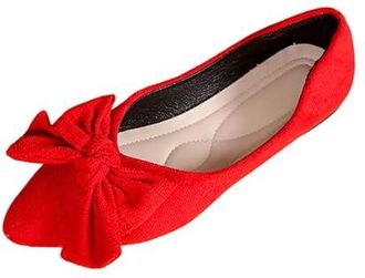 Generic Chaussures plates d&eacute;contract&eacute;es &agrave; bout pointu pour femme avec noeud - Couleur unie - Classique - L&eacute;g&egrave;res et confortables - &Agrave; enfiler - Pour la marche,