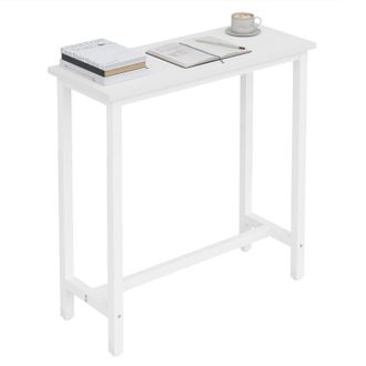 Woltu 1x Bartisch Bistrotisch Stehtisch Esstisch, Metallgestell, Tischplatte aus MDF, Wei&szlig;, 100x100x40cm(BxHxT)