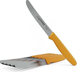 GIESSER seit 1776 - Made in Germany - Tomatenmesser 6er Set orange, Klinge 11 cm, rutschfest, kleines Universalmesser sp&uuml;lmaschinenfest, rostfrei