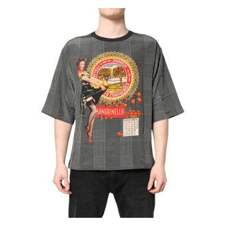 Dolce & Gabbana Seiden T-Shirt mit Grafikdruck - - Tops - Herren - Grau - S