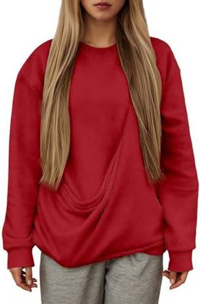 Generic Sweat &agrave; capuche sans capuche 2026 avec poche avant pour maman chat pour v&ecirc;tements de d&eacute;tente en polaire douce et confortable, Rouge, XXL