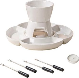 Generic Service &agrave; fondue au chocolat, ensemble &agrave; fondue interactive en c&eacute;ramique avec fourchette et plateau, bougie fondante au chocolat, pot chauffant pour r