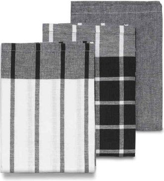 KELA PASADO Geschirrtuch Set 3-teilig Baumwolle 65x45 cm - K&uuml;chent&uuml;cher schwarz, saugf&auml;hige Geschirrt&uuml;cher Baumwolle, K&uuml;chentextilien f&uuml;r K&uuml;che & Haushalt