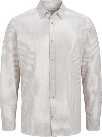 Jack & Jones Jjesummer Ls Sn T-Shirt Chemise à Manches Longues, Oxford Tan/détail : rayé, L Hommes