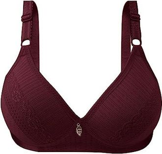 Generic Soutien-gorge pour femme sans anneau en acier - Sous-v&ecirc;tements fran&ccedil;ais sexy &agrave; dos ouvert - Bourgeon fin d&eacute;t&eacute; 2026, Rouge, 66