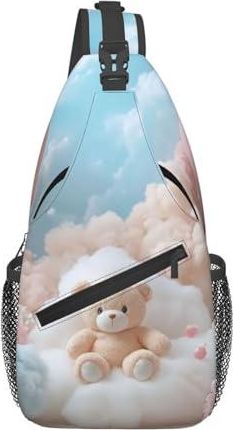 Generic Sac &agrave; dos &agrave; bandouli&egrave;re pour homme avec ballons &agrave; air chaud et nuages avec poup&eacute;es panda, sac &agrave; dos de voyage pour la randonn&eacute;e