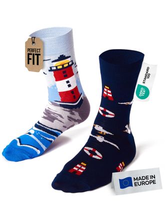 Many Mornings Bunte Lustige Socken Leuchtturm Motiv Unisex Baumwollsocken Größe 39-42 Originelle Geschenkidee für Damen und Herren Modische Alltagssocken Bequeme Sk
