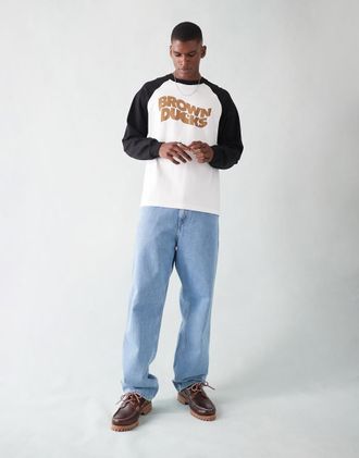 Carhartt Work in Progress Jean d&eacute;contract&eacute; droit style charpentier - Bleu clair d&eacute;lav&eacute;