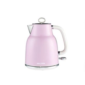 Salter Bouilloire Électrique Rétro Rose 1,7 L - Ébullition Rapide 3 kW, Base 360°, Filtre Anticalcaire, Sans Fil, Fenêtre Niveau dEau, Sécurité Anti-Ébulliti