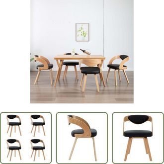vidaXL vidaXL Stuhl - Esszimmerst&uuml;hle 4 Stk. Schwarz Bugholz und Kunstleder