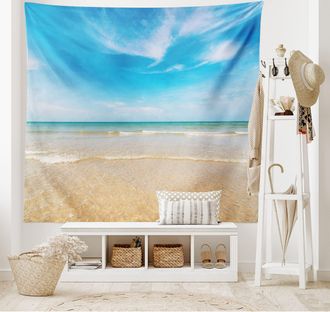 Abakuhaus Hawaii Wandteppich und Tagesdecke, Tropic Himmel Meer Landschaft aus Weiches Mikrofaser Stoff Waschbar ohne Verblassen Digitaldruck, 230 x 140 cm, Cre