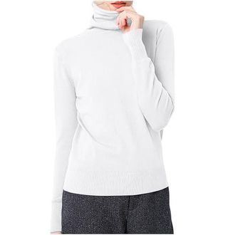 Generic Pull pour femme en tricot amincissant &agrave; manches longues tendance de couleur unie tunique hauts confortables &agrave; col roul&eacute; pull chaud d&eacute;contract&eacute; pour fe