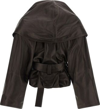 Magda Butrym Shawl Collar Leather Jacket - Brown