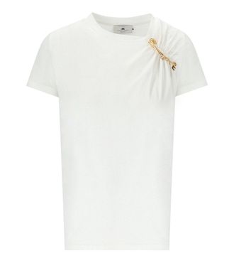 Elisabetta Franchi T-SHIRT AVEC BROCHE BLANC ELISABETTA FRANCHI
