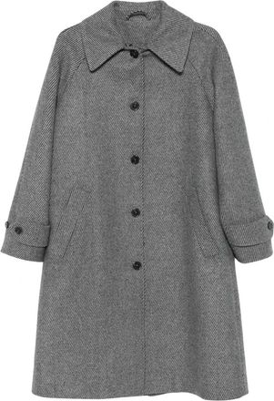 Officine G&eacute;n&eacute;rale Aretha Itl Textured Stripe Wo - - Coats - Damen - Grau - L
