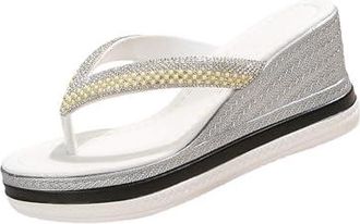 Generic Tongs compens&eacute;es pour femme - Pantoufles d&eacute;contract&eacute;es &agrave; enfiler &agrave; bout ouvert - Respirantes - Classiques - &Eacute;l&eacute;gantes - Polyvalentes - Confortables - 