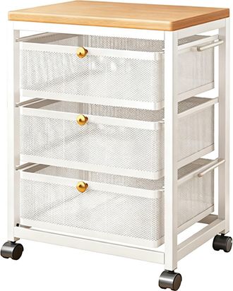 Generic Rollender Küchen-Mikrowellenwagen mit Atmungsaktivem Netzkorb Aus Karbonstahl Mobiles Regals Ausziehbar für Badezimmerwäsche, mit Kleinanzeigen-Aufkle