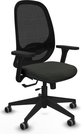 Piqueras y Crespo Stuhl aus schwarzem Mesh mit 3D-Armen, h&ouml;henverstellbare Lendenwirbelst&uuml;tze, ausgestattet mit Syncro/Traslack und Schneideschaum, mit Rollen 65 mm, Pa