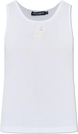 Dolce & Gabbana Femme, Tops, Blanc, Taille: 38 FR D&eacute;bardeur en jersey &agrave; fines c&ocirc;tes