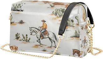 Mnsruu Sacs à bandoulière pour femme, sac à main en cuir style western cowboy cactus