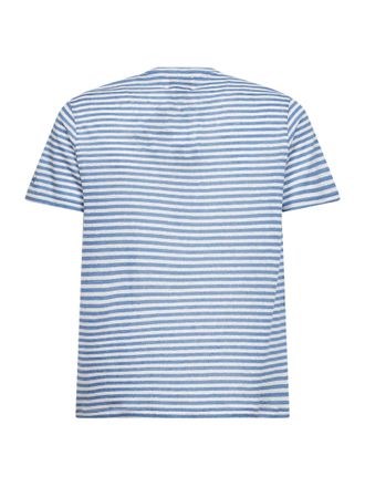 MC2 Saint Barth Mens T-Shirt Dover Light Blue-Cream Linen Blend T-Shirts And Polos