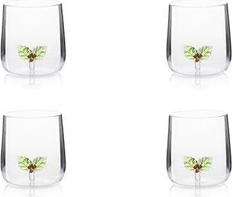 Excelsa Inside Lot de 4 verres en verre borosilicat&eacute;, d&eacute;cor&eacute;s &agrave; la main avec des sujets int&eacute;rieurs au verre, transparent, 450 ml (houille)