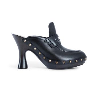 Burberry Femme, Chaussures, Noir, Taille: 36 EU Talons noirs en cuir avec clous et d&eacute;coupe