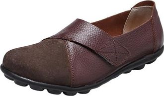 Generic Mocassins Plats en Cuir suédé pour Femmes, Chaussures de Conduite Souples à Enfiler, Chaussures de Travail, de Bureau, dinfirmière,Marron,45 EU