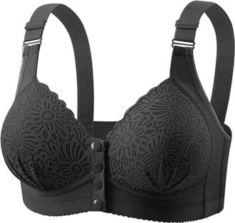 Generic Sous-v&ecirc;tements tendance et d&eacute;contract&eacute;s &agrave; boutons sur le devant et soutien-gorge confortable pour femme avec fermeture sur le devant, Noir, 68