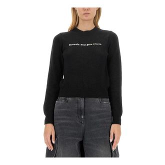 Palm Angels Femme, Pulls, Noir, Taille: 40 FR Pulls &agrave; col rond