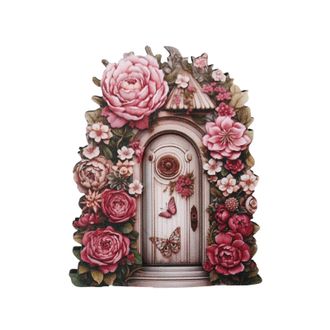 Generic Feent&uuml;r, Feenhaus-Elfent&uuml;r, h&ouml;lzerne Feengarten-Miniaturen, Gartenornamente, Elfen-Feent&uuml;r f&uuml;r B&auml;ume im Freien, Hof, Garten, Feenhaus-Ornament, braun,