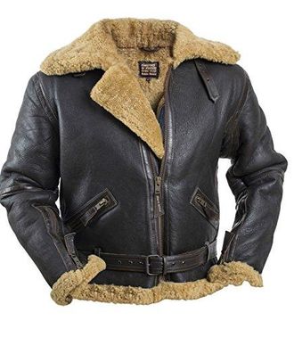 Noble House RAF Veste daviateur en cuir véritable pour homme, marron foncé, XXL