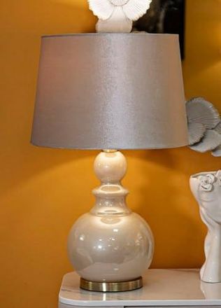 Dmora Tischlampe Donau Wei&szlig; Fassung e48 Lampenschirm