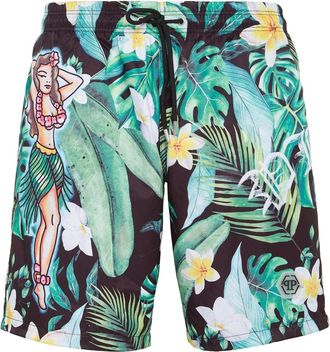 Philipp Plein Homme, Maillots de bain, Multicolore, Taille: XS Swim Trunks Hawaii