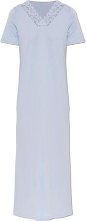 Hanro Femme, V&ecirc;tements de nuit et de d&eacute;tente, Bleu, Taille: 42 FR Moments NW Short Sleeve Nightgown