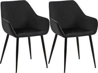 Clp Chaises de Salle &agrave; Manger rembourr&eacute;es par Paire Luena, en Velours ou Tissu, Structure m&eacute;tallique Noire, Charge Max 150 kg, Couleur:Noir, Mat&eacute;riel:Velo